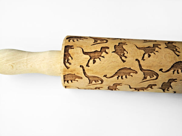 DINOSAURS – Embossing wooden MINI rolling pin – Wood's Good