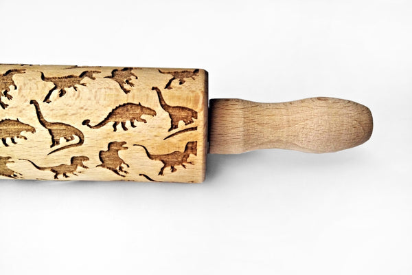 DINOSAURS – Embossing wooden MINI rolling pin – Wood's Good