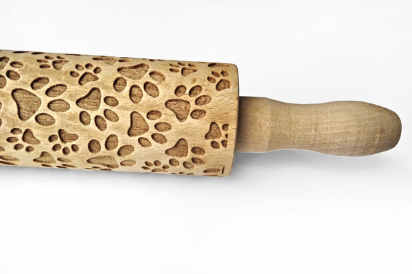 PAWS – Embossing wooden MINI rolling pin – Wood's Good