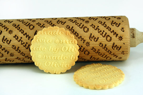 PERSONALIZED rolling pin, made by pattern – Embossing wooden rolling p ...